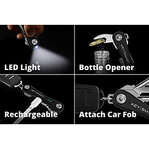 KeySmart Max - Compact Trackable Key Organizer w LED Flashlight and Tile Bluetooth Key Finder Technology (up to 14 Keys, Steel Gray) Bundle with KeySmart Pro (up to 10 Keys, Black)