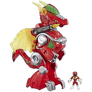 Playskool Heroes Power Rangers Red Ranger & Dragon Thunderzord, 3" Action Figure, 14" Zord, Lights & Sounds, Collectible Toys for Kids Ages 3 & Up
