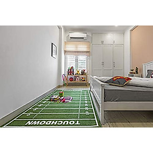 Furnish My Place 705 Solid Football 3'3"x5' Dalyn Rug, All Star Football Ground, Play Area Rug for Kids, Football Field Ground Rectangle, Anti Skid Rubber Backing, Green