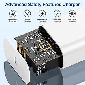 20W iPad Pro Fast Charger and 10ft USB C to C Charging Cable Cord Long for 2022/2021/2020/2018 iPad Pro 12.9/11/10.9 inch 5/4/3/2/1th Generation,iPad Air 5/4th,iPad Mini 6 Gen,iPad Wall Charger Block