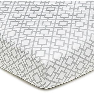 American Baby Company 100% Natural Cotton Percale Toddler Bedding Sheet Set, Gray Lattice, 3 Piece, Soft Breathable, for Boys and Girls