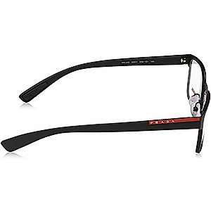 Prada Linea Rossa Lifestyle PS 50GV DG01O1 Black Rubber Metal Rectangle Eyeglasses 55mm