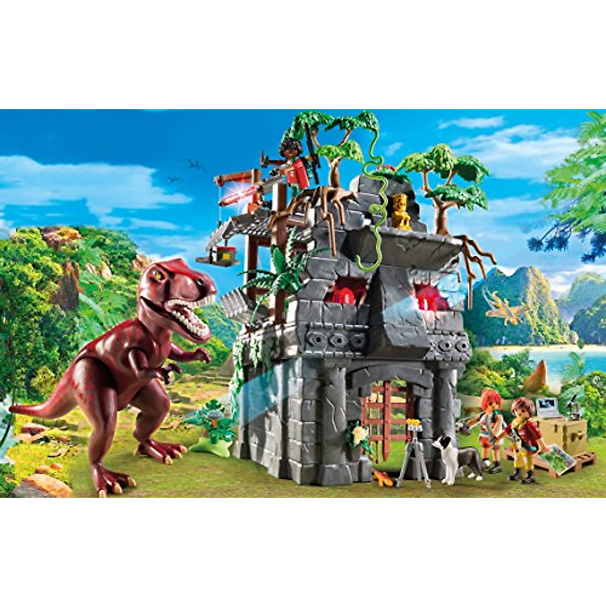 Playmobil Hidden Temple with T-Rex Building Set, Multi