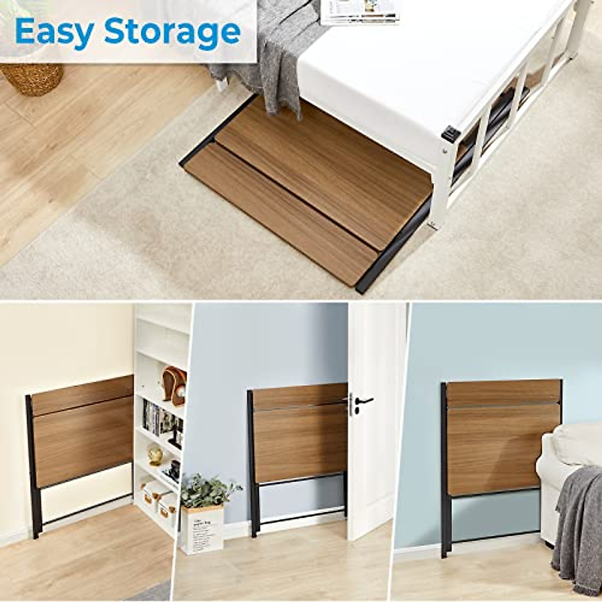 GreenForest Folding Desk No Assembly Required, Computer Desk with 2-Tier Shelf Foldable Table for Small Spaces Fully Unfold 32 x 24.5 inch, Espresso