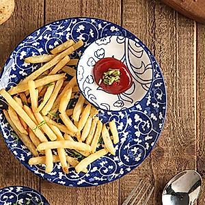 Selamica Ceramic Dipping Bowls, 2.5oz Mini Bowls Soy Sauce Dish, Dip Bowls, Appetizer Side Dishes for Sushi,Sauce, Party, Pinch Bowls Pack of 6 (Vintage Blue)