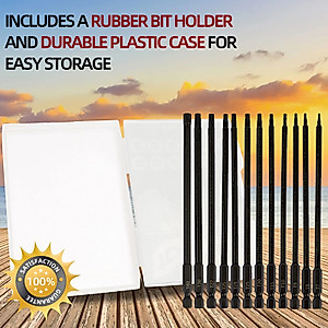 6" Long Torx Bit Set (12 Pack of Drill Bits with Case) Security Tamper Proof Star Design in T7, T8, T9, T10, T15, T20, T25 x 3, T27, T30, and T40