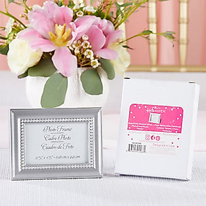 Kate Aspen 12PCS Silver Beaded Frame Place Card/Photo Holder, Place Cards Included, Wedding, Bridal Shower, Anniversary Party Decorations