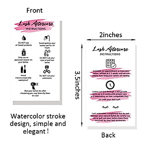 Wanyeer Lash Extension Aftercare Instructions Cards, 50 Pack Double Sided Printing 3.5 x 2 inches inch Business Card Size, AfterCare Card, Lash Care Card, White with Pink Watercolor Design