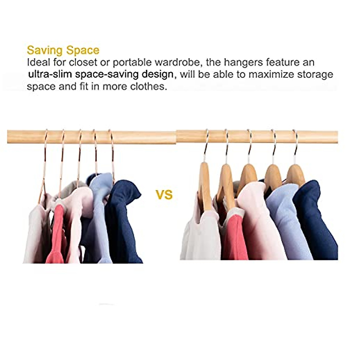 Koobay 16.5” Rose Gold Shiny Metal Wire Clothes Hangers, 10-Pack, Non Slip Shoulders for Shirts Coat Slacks Storage Display (10)