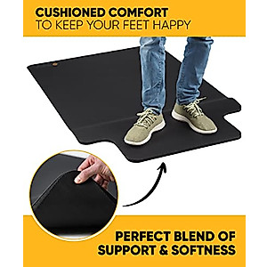 Office Chair Mat with Anti Fatigue Cushioned Foam - Chair Mat for Hardwood Floor with Foot Rest Under Desk - 2 in 1 Chairmat Standing Desk Anti-Fatigue Comfort Mat for Hard Floor - Size 54”x 36”