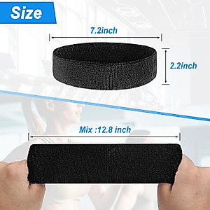 4 Pcs Sweatbands Sport Headbands for Men & Women, Sweat Head Bands Moisture Wicking Sport Headband Cotton Sweatbands for Basketball, Athletic Exercise, Tennis, Running, Yoga