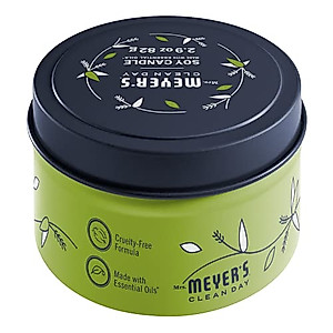 MRS. MEYER'S CLEAN DAY Soy Tin Candle, 12 Hour Burn Time, Made with Soy Wax and Essential Oils, Lemon Verbena, 2.9 oz
