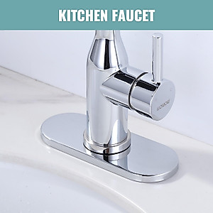 WOWOW 6.3 inch Kitchen Sink Faucet Hole Cover Deck Plate Chrome,Sink Hole Cover for 1 or 3 Hole Kitchen，Sink Faucet Single Hole Mixer Tap, Escutcheon Plate Stainless Steel Deck Plate