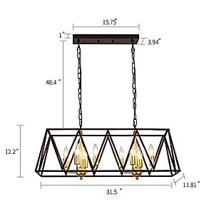 Kitchen Chandelier Island Pendant Lighting, 8-Light Farmhouse Linear Chandeliers Island Light Fixture, Rustic Vintage Antique Ceiling Light for Dining Room Pool Table Foyer, Modern Industrial Gold+Orb