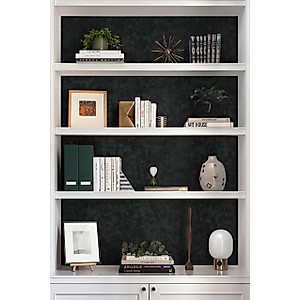 Yasinet Peel and Stick Wallpaper Black Removable Wallpaper Modern Black Embossed Thicken Self Adhesive Black Textured Contact Paper for Cabinets Walls Waterproof Vinyl Roll 78.7"x 15.7"