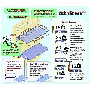 4" Long Clear Floating Shelf (6" deep)