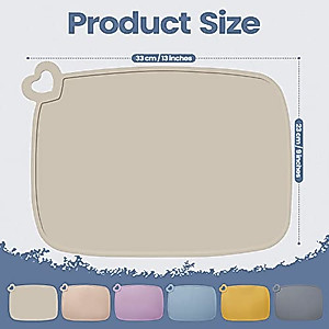 Potchen 6 Packs Silicone Placemat for Baby Toddler Non Slip Kids Placemat Reusable Baby Food Table Mat Portable Kids Placemats for Dining Table Kids Restaurant Placemat