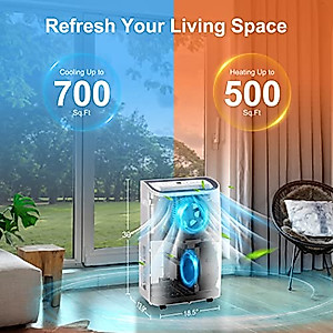 Wiytamo 14,000 BTU Portable Air Conditioners for Rooms Up to 700 Sq.Ft, 4-in-1 Portable AC Unit, Heat, Dehumidifier & Fan with Remote Control, Auto Swing, LED Display, Window Installation Kit Included