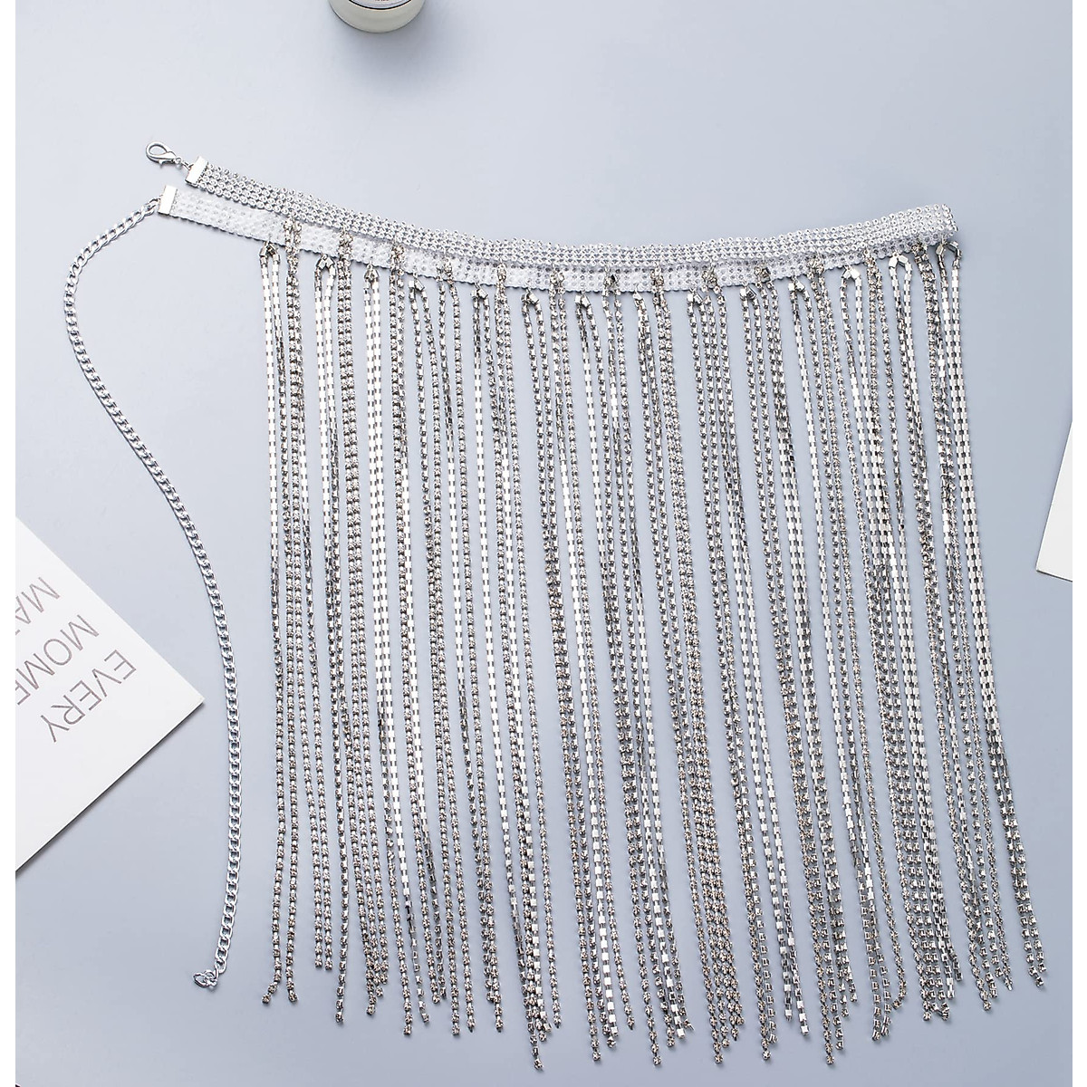 REVOLIA Waist Chains for Women Belly Chains Sexy Belts Multilayer Tassel Bikini Body Chains Summer Beach Nightclub Body Jewelry Set Silver-tone