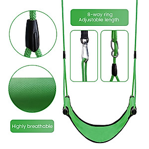 ROPECUBE Children Outdoor Swing Seat, with Adjustable Ropes, Kids Safety Playground Swing Seat Replacement, Belt Swing, for Indoor Outdoor Backyard Play (Green)