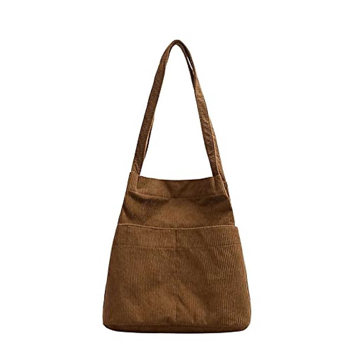 WDIRARA Women's Corduroy Hobo Bags Shopper Tote Bag Side Pocket Shoulder Handbags Brown one-size