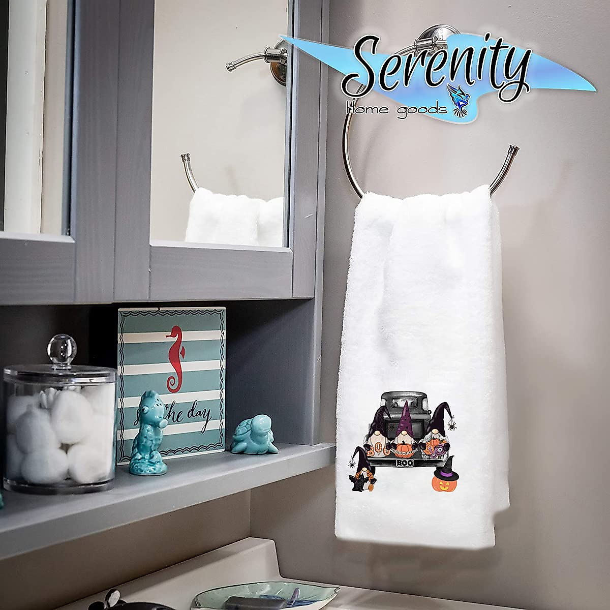 Halloween Decoration | Fall Kitchen Towels | Hand Towels For Bathroom | Pumpkin Decor | Gnome Witch Bat Black Cat Orange | Harvest Thanksgiving Halloween Decorations For Home