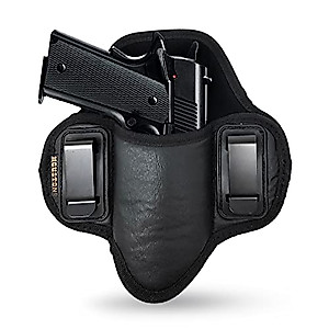 Tactical Pancake Holster. 1911 Holster Leather 4" & 5" with Rail. Suede Interior for Protection. Inside The Waistband ECO Leather Holsters for Pistols by Houston (Right Hand)