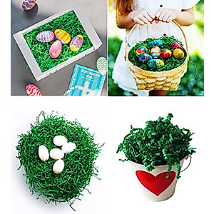 Easter Grass Green Crinkle Paper Shred Filler for Gift Wrapping, Basket Filling, Party Decoration, Basket Grass Stuffers(8 oz)