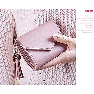 lomaifoer Small Wallet for Women，Ultra Slim Pu Leather Credit Card Holder Clutch Wallets for Women(pink)