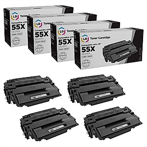 LD Products Compatible Replacements for HP 55X 55A CE255X CE255A Toner Cartridge for Laserjet P3015 P3015dn P3015x HP Laserjet Pro 500 MFP M521dn M521dw M521 M525 Toner Printer (HY Black, 4-Pack)