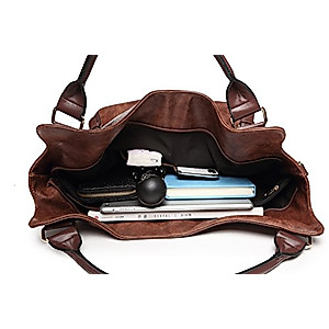 Women Tote Bag Handbags PU Leather Fashion Hobo Shoulder Bags with Adjustable Shoulder Strap, M, Brown