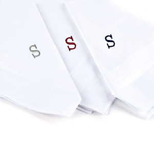 Monogrammed Handkerchiefs for Men - Soft Hankies for Men + Great Monogrammed Gifts - Intial S
