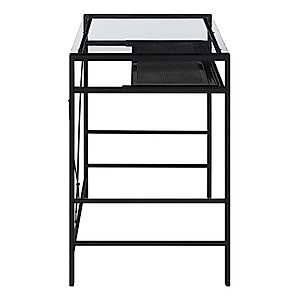 OSP Home Furnishings Zephyr Computer Desk with Keyboard Shelf and Tempered Glass Top, Clear Glass and Black Frame, 36" W x 20" D x 30.25" H