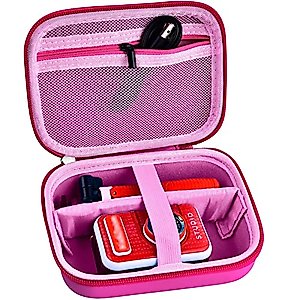 Kids Camera Case for VTech KidiZoom Creator Cam HD Video Camera/ for KODAK Printomatic Digital Instant Print Cameras Toys, Carrying Storage Organizer Bag Also Holds Tripod Accessories(Box Only)-Pink