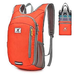SKYSPER Small Daypack 10L Hiking Backpack Packable Lightweight Travel Day Pack for Women Men(Orange)
