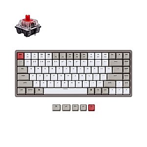 Keychron K2 75% Layout Bluetooth Wireless Mechanical Gaming Keyboard for Mac, Multitasking Type-C Wired 84 Keys Computer Keyboard for Windows with Keychron Mechanical Red Switch Aluminum Frame
