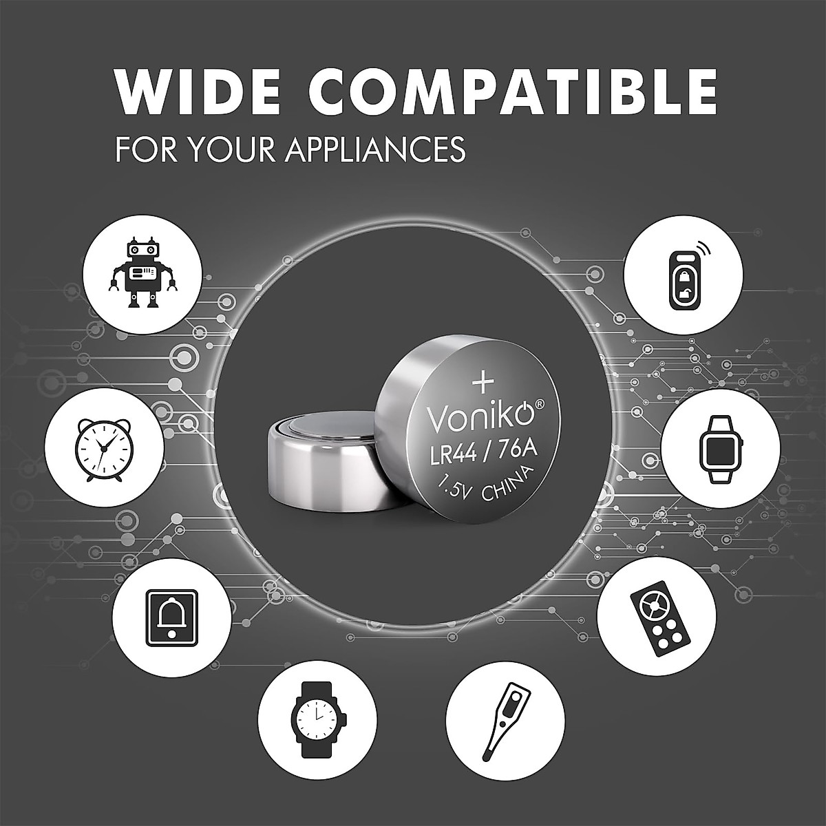 Voniko AG13 LR44 Batteries 20 Pack—[Ultra Power] Premium Alkaline 1.5 Volt LR44 Button Cell Battery for Toys & Electronic Devices