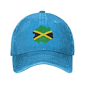 UDTXMPE Jamaica-of Jamaican Flag Hat Washed Denimm Baseball Cap Adjustable Blue Dad,Trucker Hats Gift for Men Women