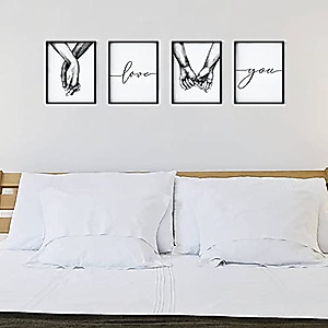 MoharWall Love You Prints White Black Posters Women Bedroom Wall Decor Warm Quotes A Great Gift for The Couple's Wedding