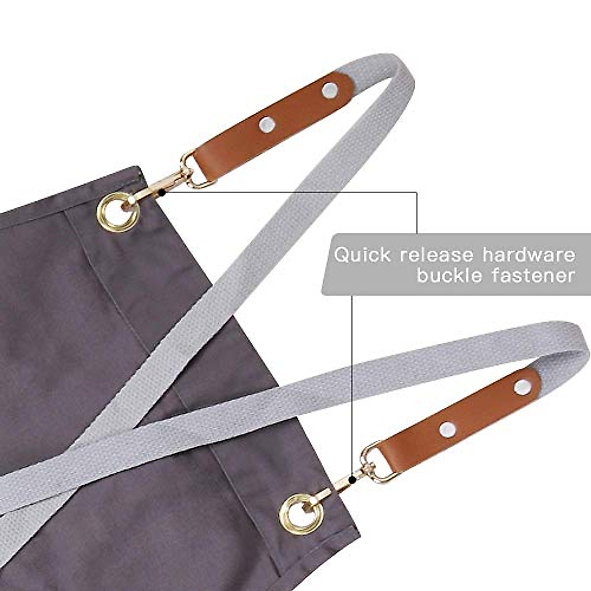 Chef Apron,Cross Back Apron for Men Women with Adjustable Straps and Large Pockets,Canvas,M-XXL (Grey)
