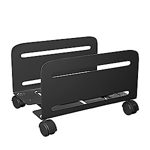 CPU Stand, Computer Tower Stand with 2 Locking Wheels and 2 Caster Wheels, UPC Steel Rolling Stand Computer Stand for Desktop Tower (Black)