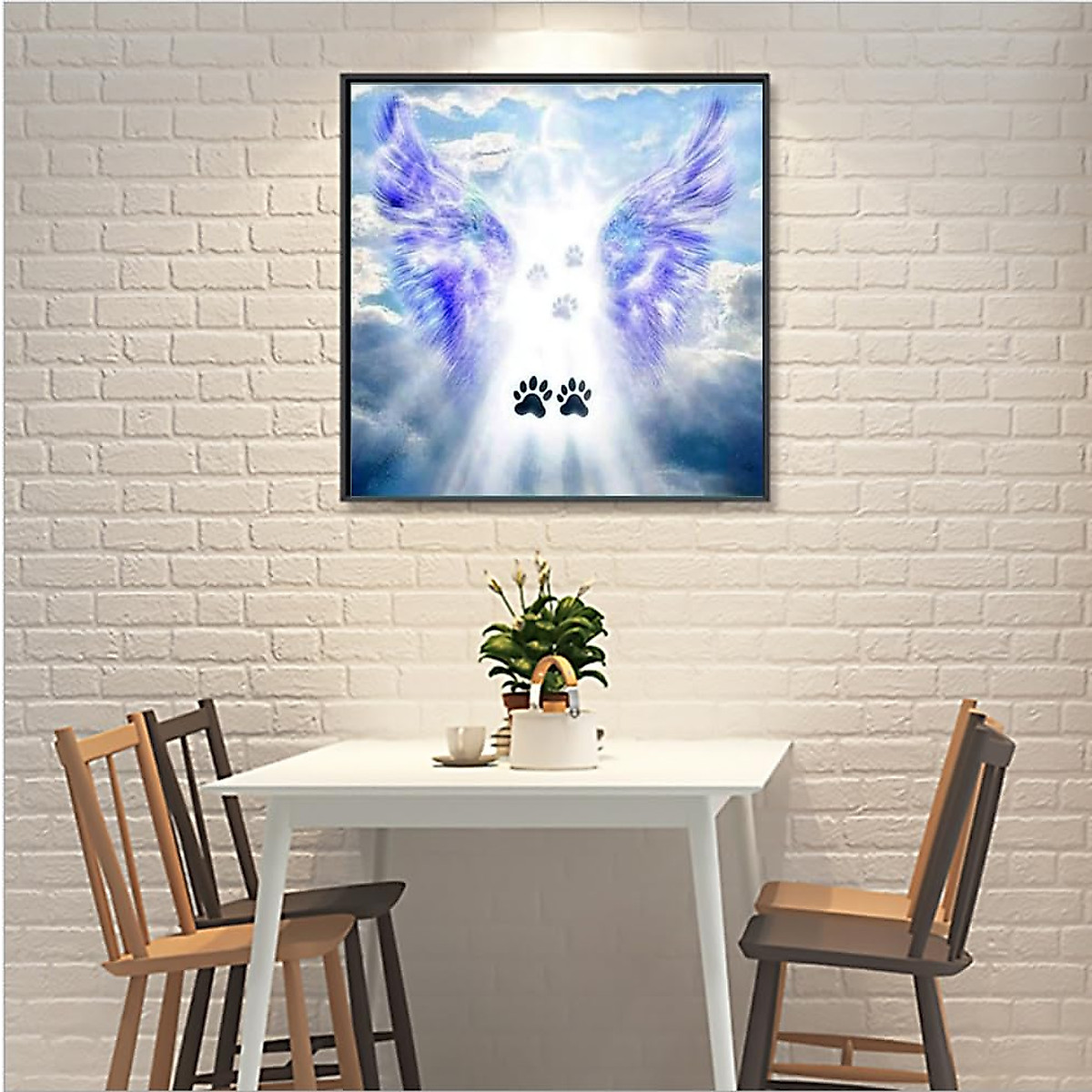 MaiYiYi Angel Wings Diamond Painting Set 5D Full Round Diamond Painting Angel Halo Diamond Painting Cross Stitch Kit Angel Diamond Painting by Numbers for Adult Kids Home Wall Art Decor (30X30 CM)
