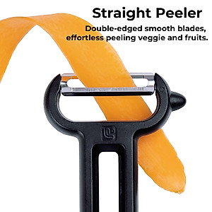 Linoroso Swivel Vegetable Y-Peeler, Classic Euro Peeler Potato Peelers Kitchen, Japanese Stainless Steel Veggie Peeler with Comfortable Handle, Dishwasher Safe Kitchen Food Peelers for Peeling,Black