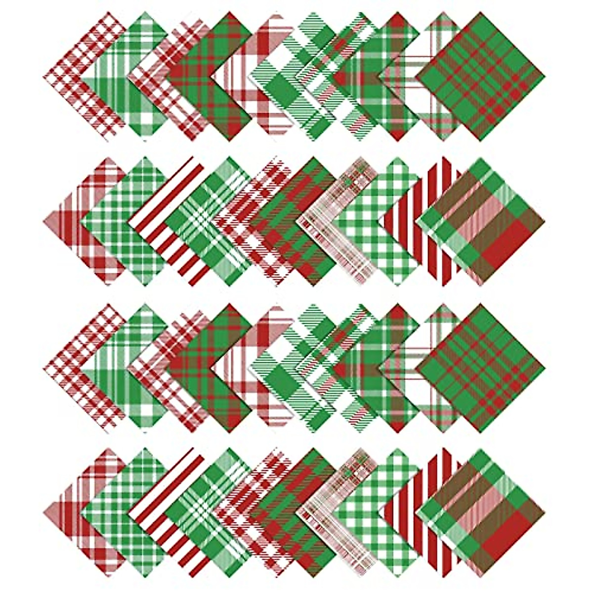 Soimoi Precut 10-inch Check Prints Cotton Fabric Bundle Quilting Squares Charm Pack DIY Patchwork Sewing Craft- Red & Green