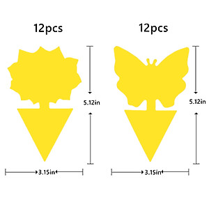 ALLRoad 24 pcs Fruit Fly Trap, Gnat Killer Dual-Sided Yellow Sticky Traps for Kitchen Indoor/Outdoor Use - Insect Catcher for White Flies, Mosquitos, Flying Insects, Fungus Gnats