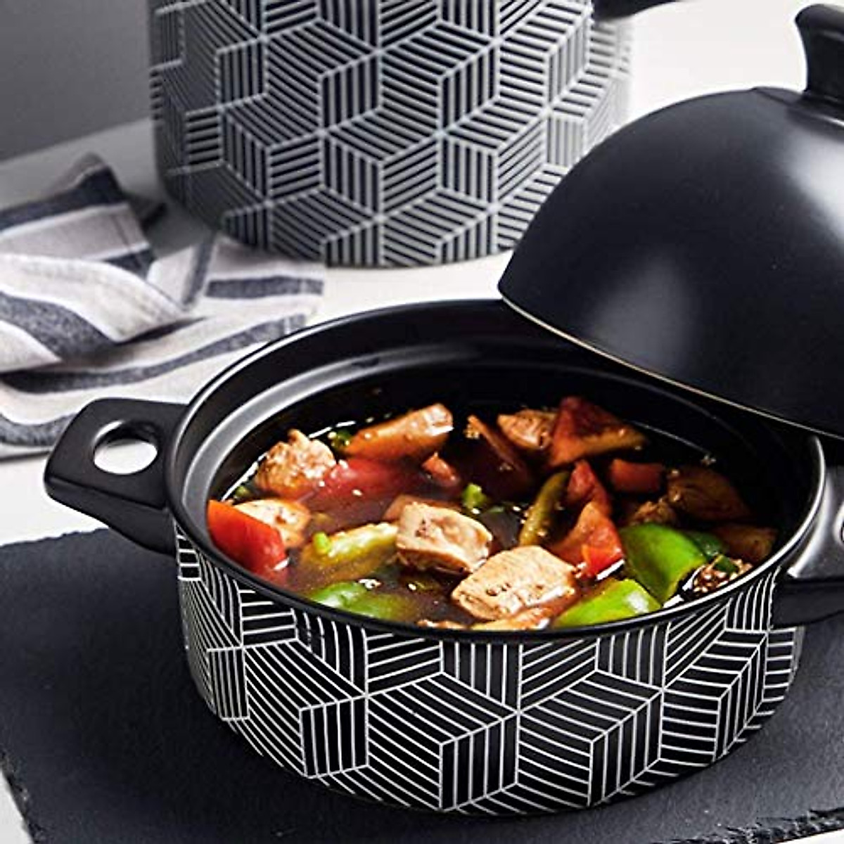 MYYINGBIN 1.3 Liter Moroccan Tagine Slow Cooker Clay Casserole Suitable for Electric Steamer Oven Dishwasher Disinfection Cabinet Microwave Oven Open Flame