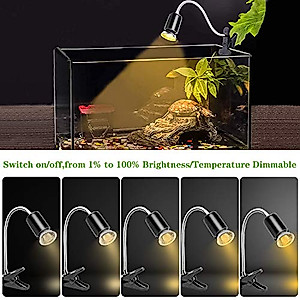 Tank Heat Light,Porcelain Reptile Heat Lamp,Turtle Basking Spot Lamp,Pet Habitat Clamp Clip On Heat Lamp, Aquarium UVA/UVB Light Lamp Holder with 86.6in Cable Dimmable Switch for Lizard Snake(No Bulb)