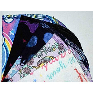 1 Ply Printed Flannel 8x8 Inches Little Wipes Set of 5 Unicorns and Rainbows