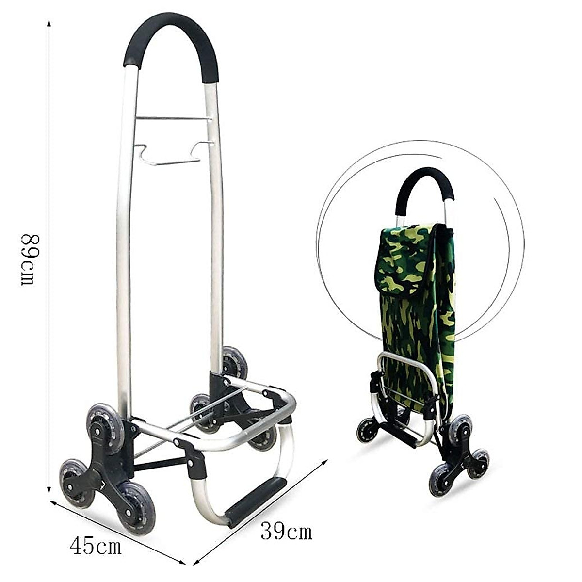 Shopping Trolley on Wheels Multi Function Shopping Cart Travel Aluminum Alloy Cart Collapsible Portable Three Rounds Lever Car Small Trailer Trolley Storage Hand Trucks,Red Wine ,Shopping Trolle