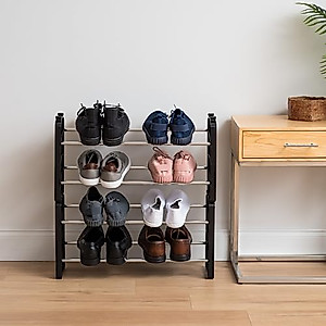 IRIS USA 2-Tier Shoe Rack, Up to 6 Pairs, Shoe Organizer for Closet Entryway Small Space, Shoe Storage Shelf, Tall Metal Shoe Rack, Shoe Stand, High-Heels